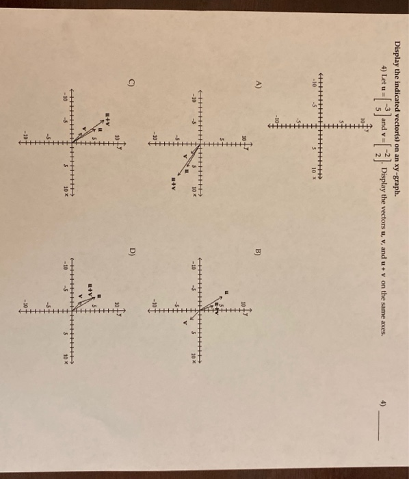 Solved Display the indicated vector(s) on an xy-graph. 4) | Chegg.com