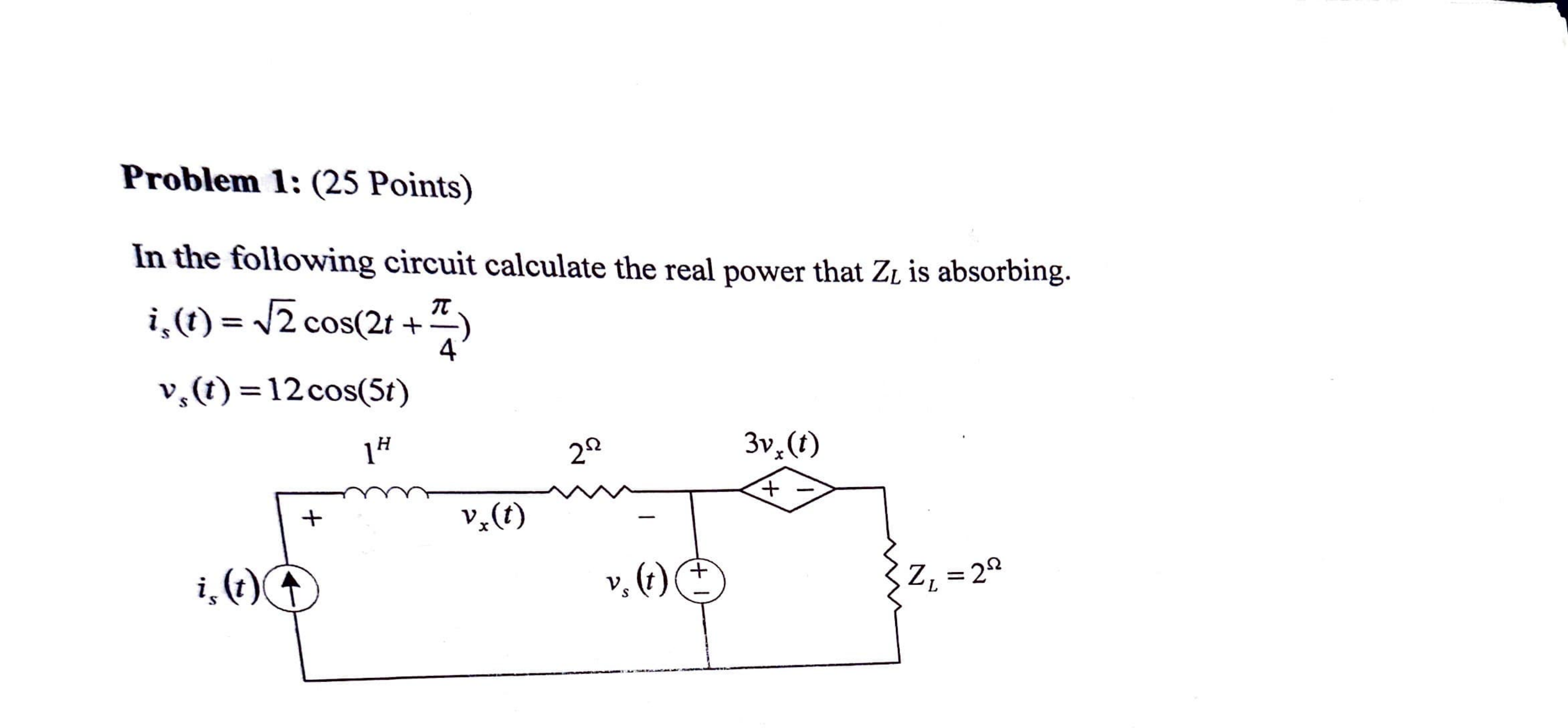 Solved Problem 1: ( 25 ﻿Points)In ﻿the following circuit | Chegg.com