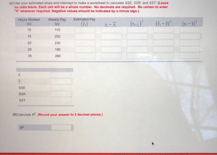 Solved (a) Make a worksheet to calculate SS SSyy, and SSxy. | Chegg.com