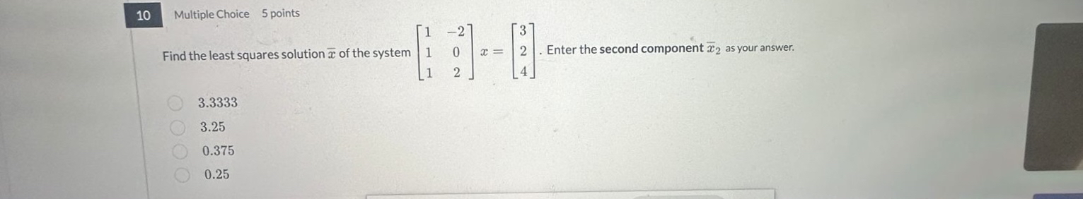 Solved Multiple Choice 5 ﻿pointsFind the least squares | Chegg.com