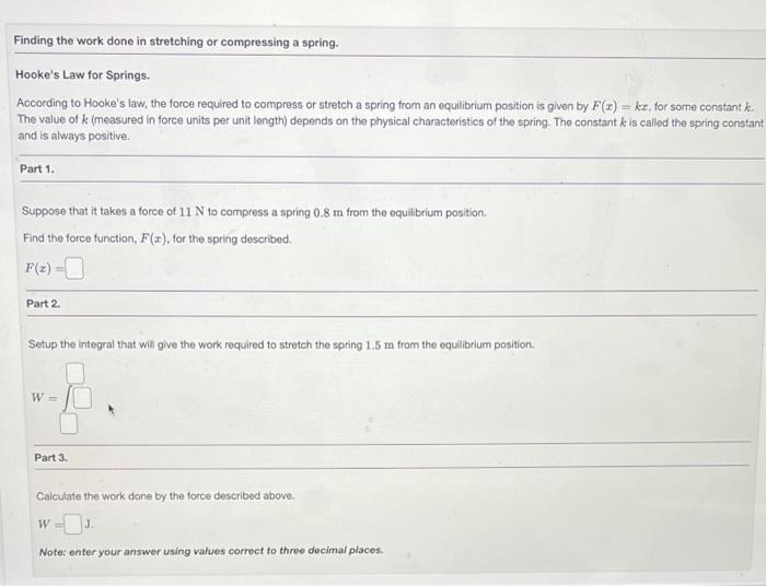 Solved Hooke's Law for Springs. According to Hooke's law, | Chegg.com