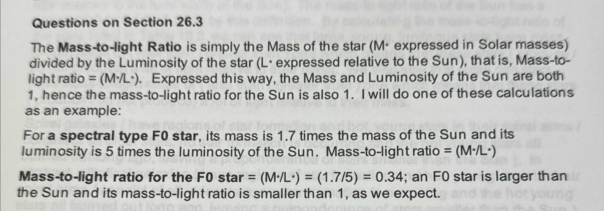 Solved Questions on Section 26.3The Mass-to-light Ratio is | Chegg.com