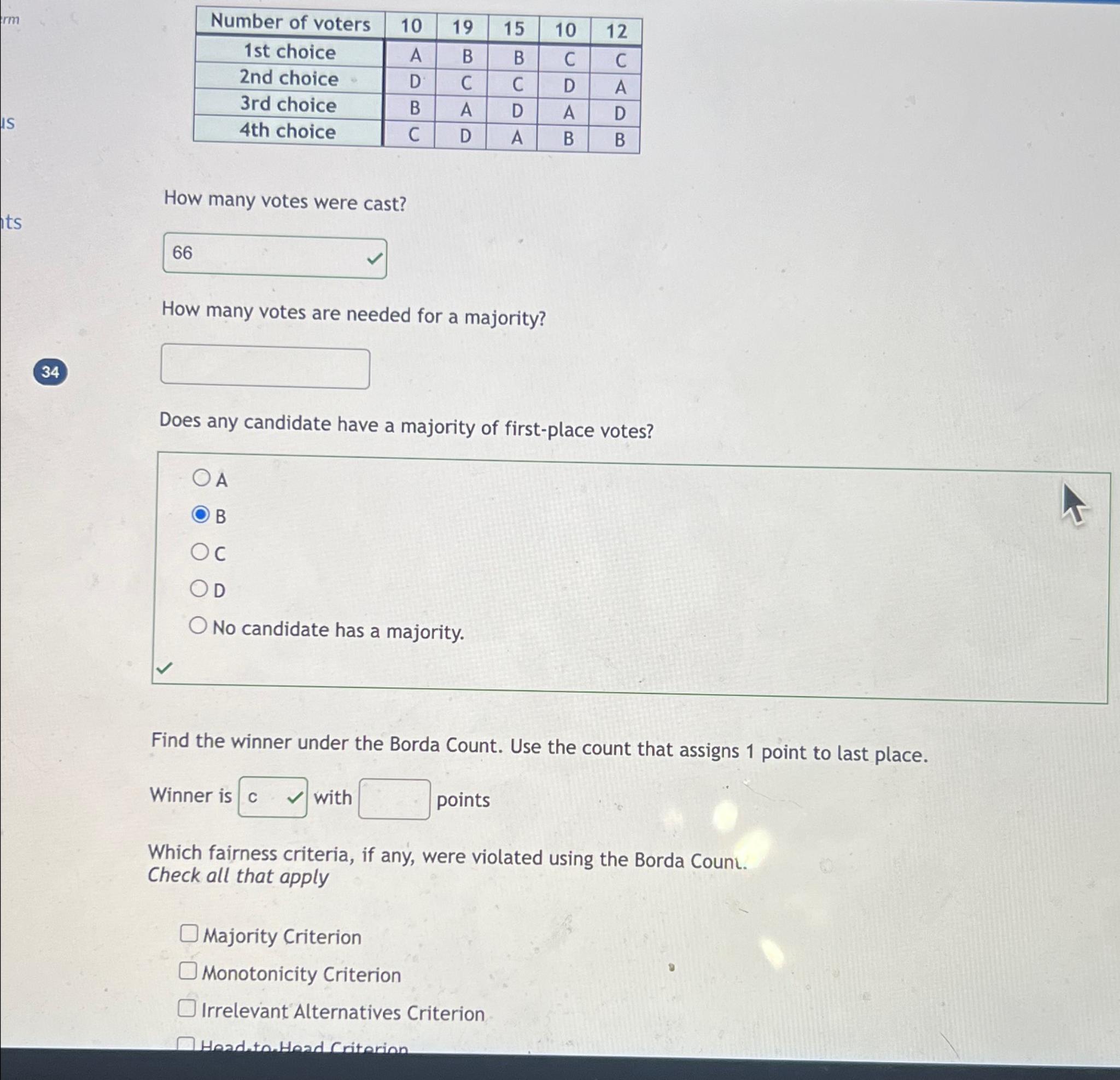 Solved \table[[Number of voters,10,19,15,10,12],[1st | Chegg.com
