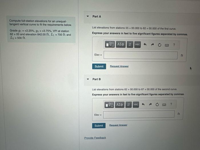 Solved Compute full-station elevations for an unequal. | Chegg.com