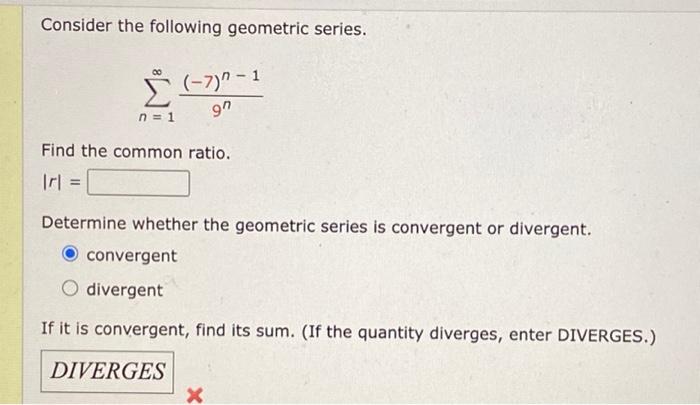 Solved Determine Whether The Geometric Series Is Convergent