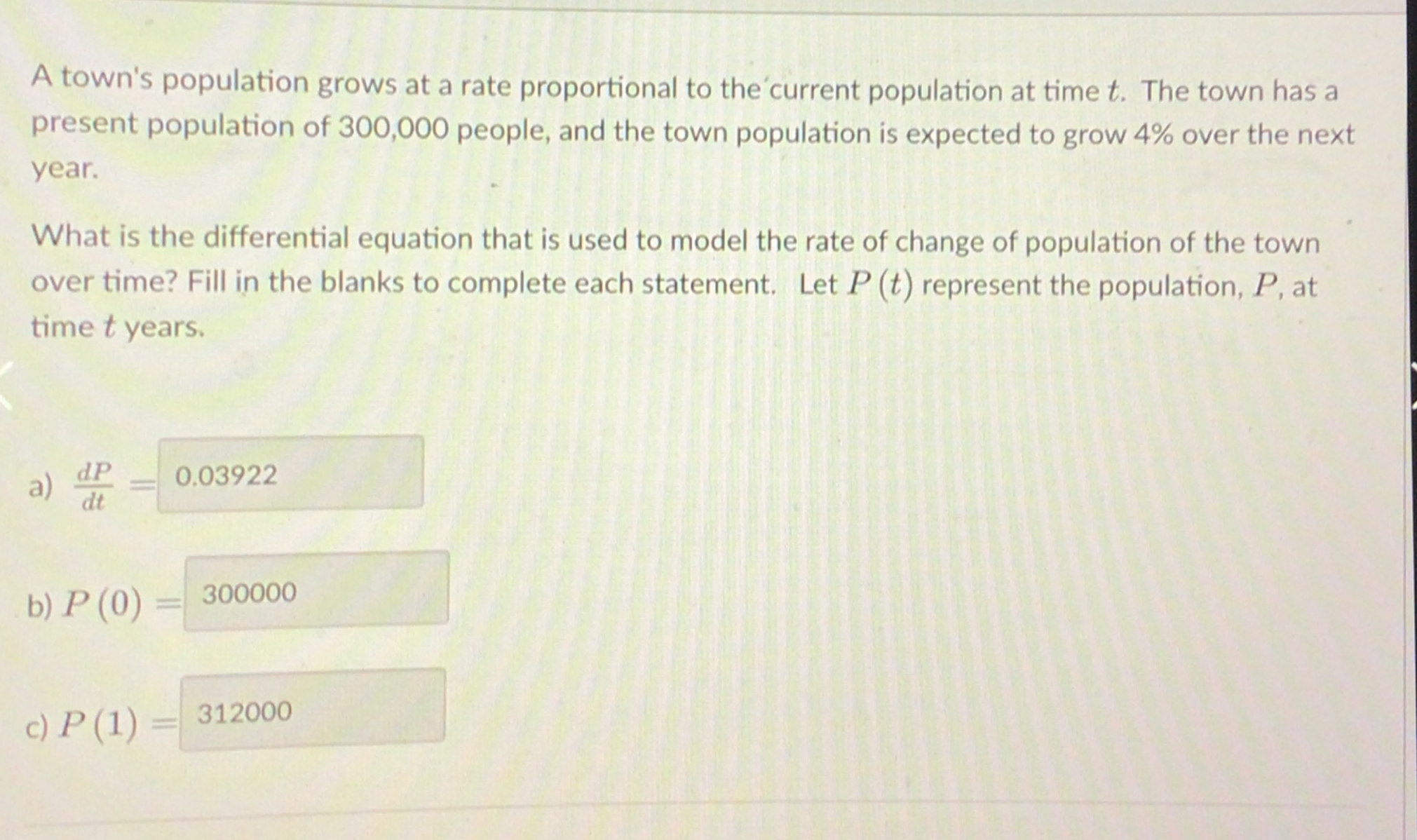 Solved A town's population grows at a rate proportional to | Chegg.com
