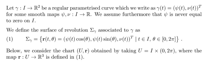 Solved Let y: 1 + R2 be a regular parametrised curve which | Chegg.com