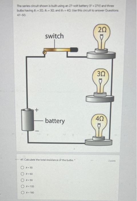 Solved The series circuit shown is built using an 27-volt | Chegg.com