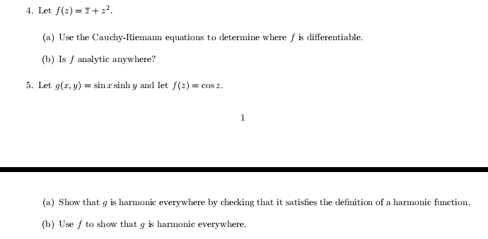 Solved Let f(z)?b=ar (z)+z2.(a) ﻿Use the Cauchy-Riemann | Chegg.com