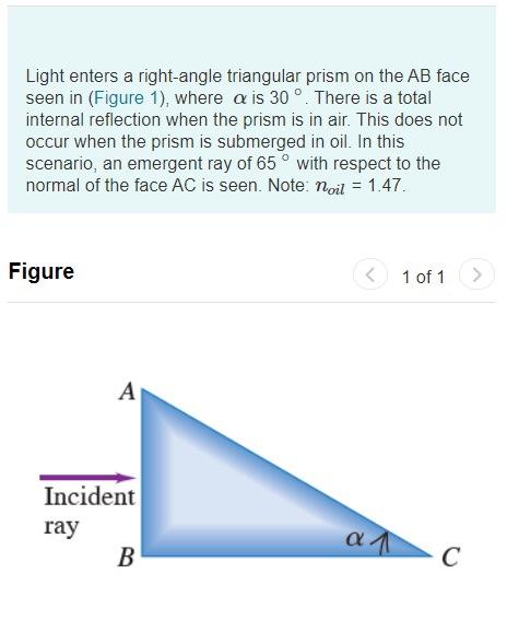 Solved Light enters a right-angle triangular prism on the AB | Chegg.com