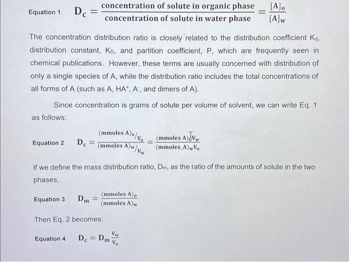 Solved 1. Assuming a concentration distribution ratio of 20 | Chegg.com