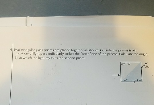 Solved 4 Two triangular glass prisms are placed together as | Chegg.com