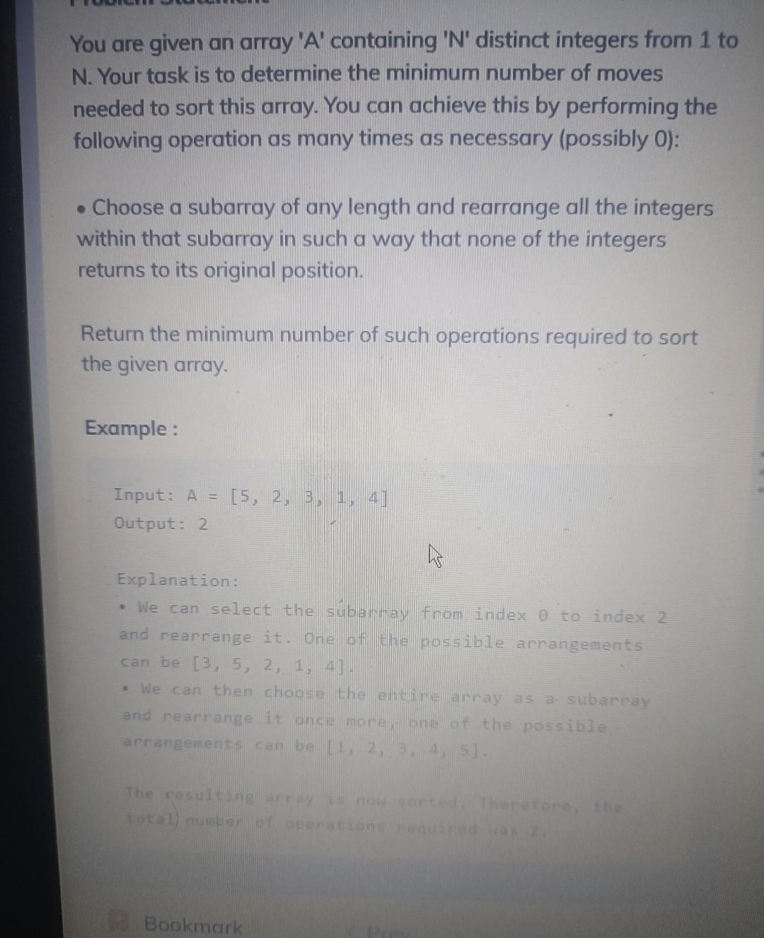 Solved Constraints: 1≤T≤101≤N≤10∧51≤A[i]≤N It is guaranteed | Chegg.com