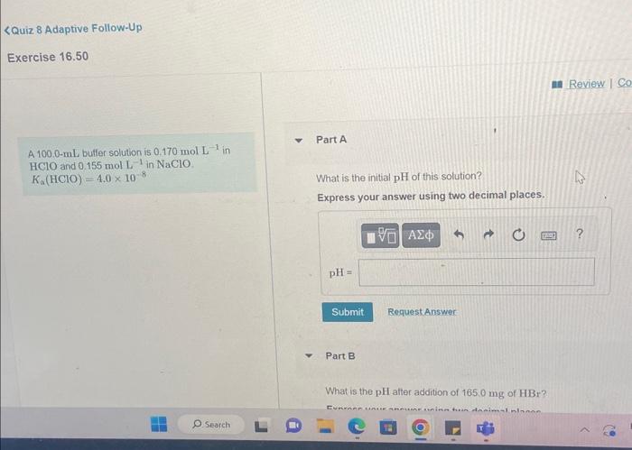 Solved A 100.0 mL buffer solution is 0.170 mol L-1 in HCIO | Chegg.com