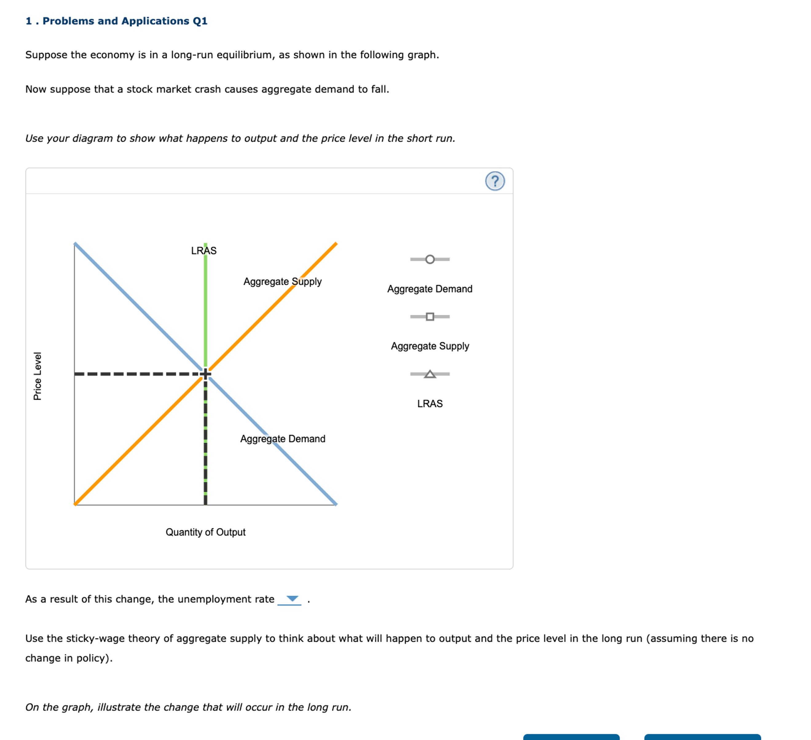Solved Problems and Applications Q1Suppose the economy is in | Chegg.com