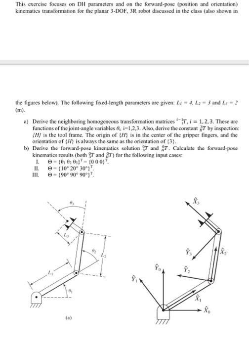 Solved This exercise focuses on DH parameters and on the | Chegg.com