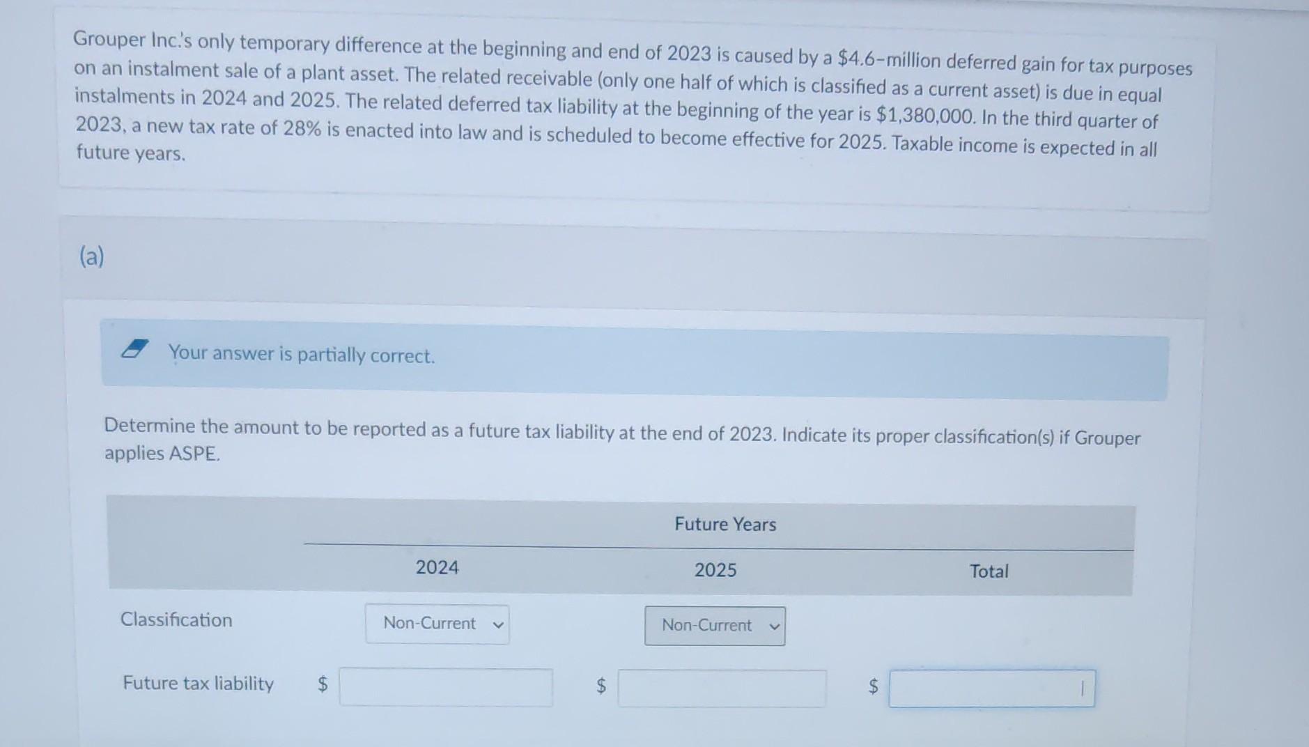 Solved Grouper Inc.'s only temporary difference at the | Chegg.com