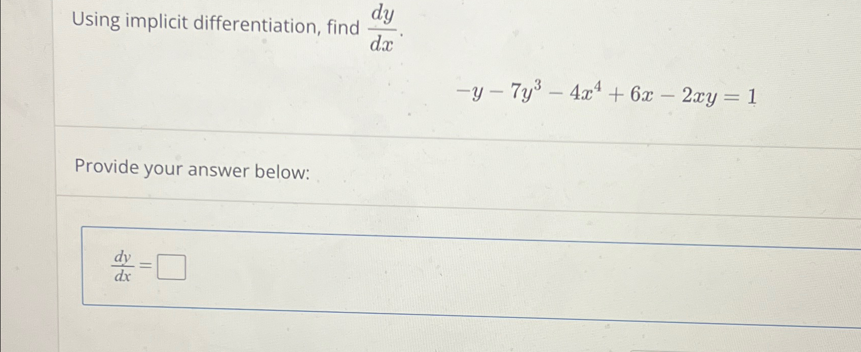 Solved Using implicit differentiation, find | Chegg.com