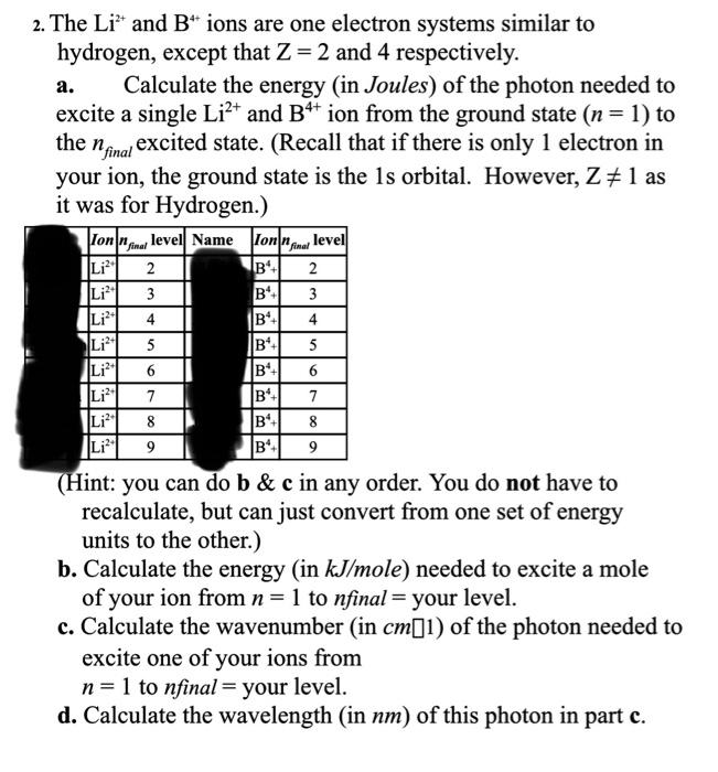 Solved hydrogen, except that Z=2 and 4 respectively. a. | Chegg.com