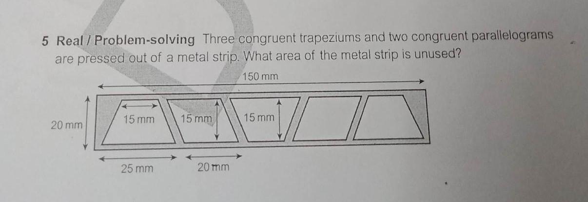 Solved 5 Real / Problem-solving Three congruent trapeziums | Chegg.com