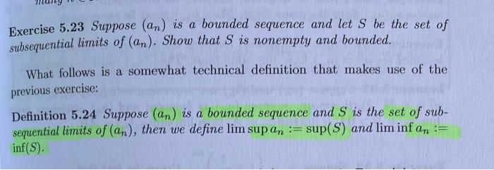 Solved Exercise 5.23 Suppose (an) is a bounded sequence and | Chegg.com