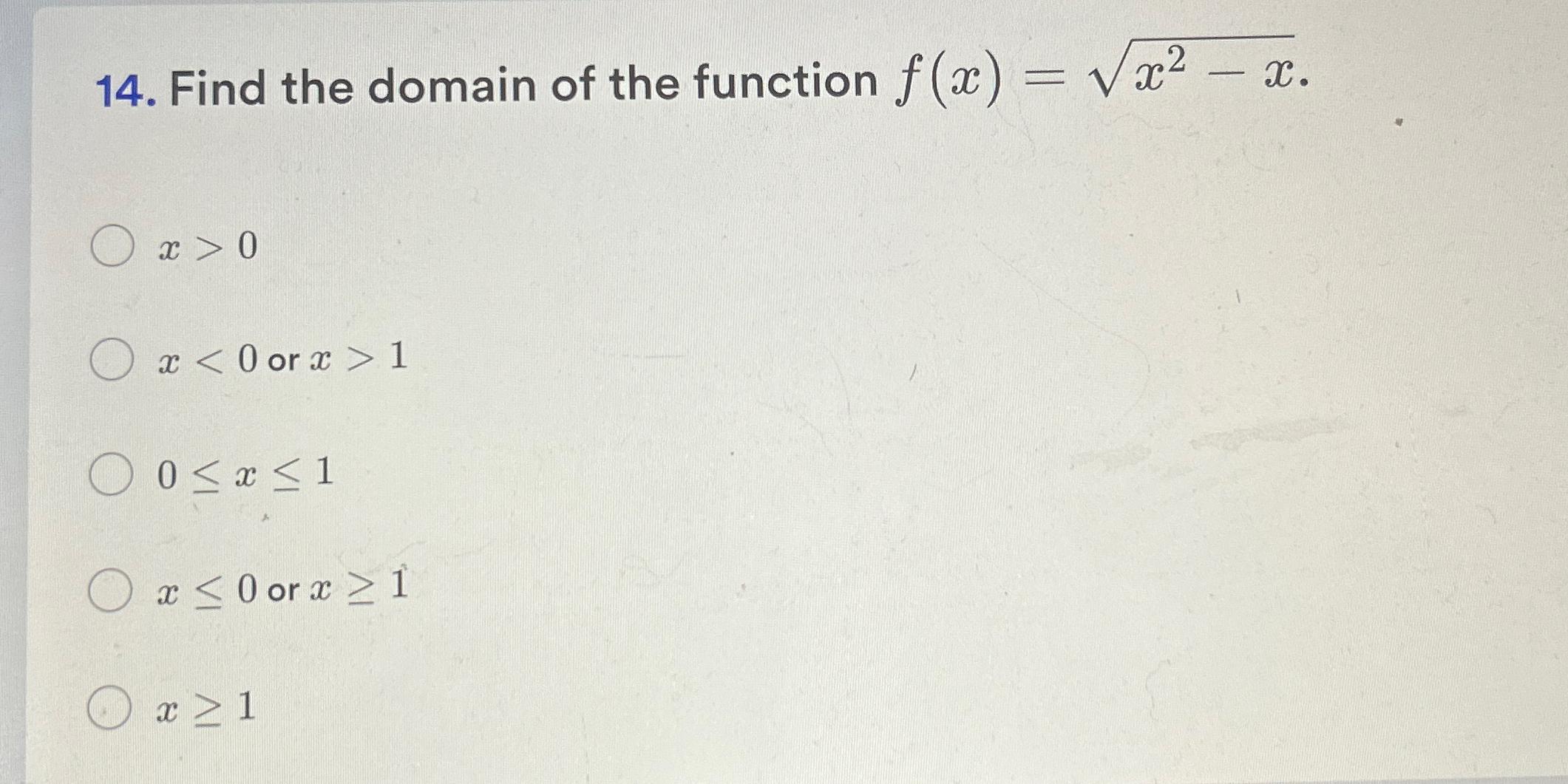 Solved Find The Domain Of The Function F X X2 X2 X 0x