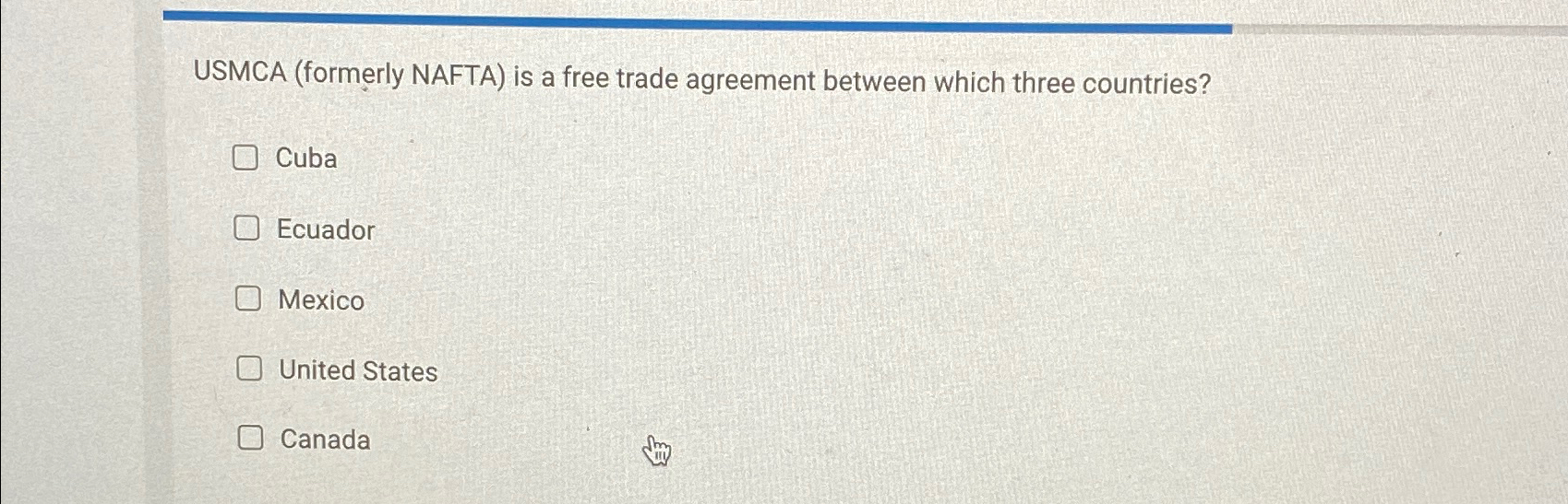 Solved USMCA (formerly NAFTA) ﻿is a free trade agreement | Chegg.com