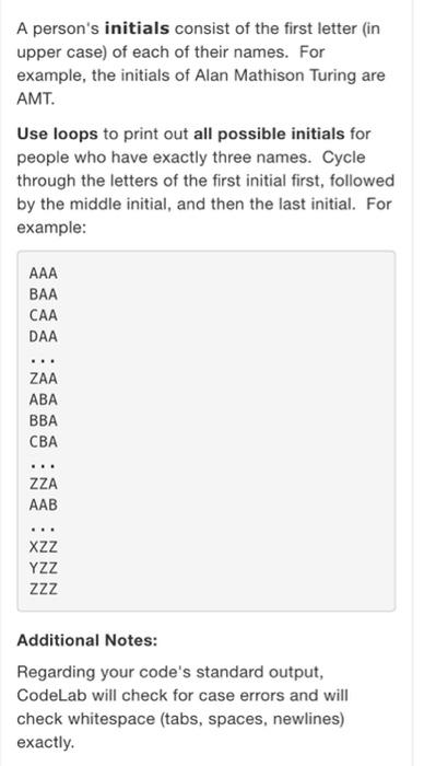 Solved A person's initials consist of the first letter (in | Chegg.com