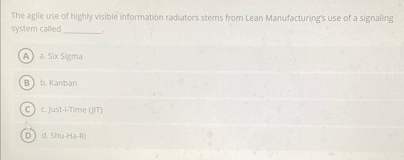 Solved The agile use of highly visible information radiators | Chegg.com