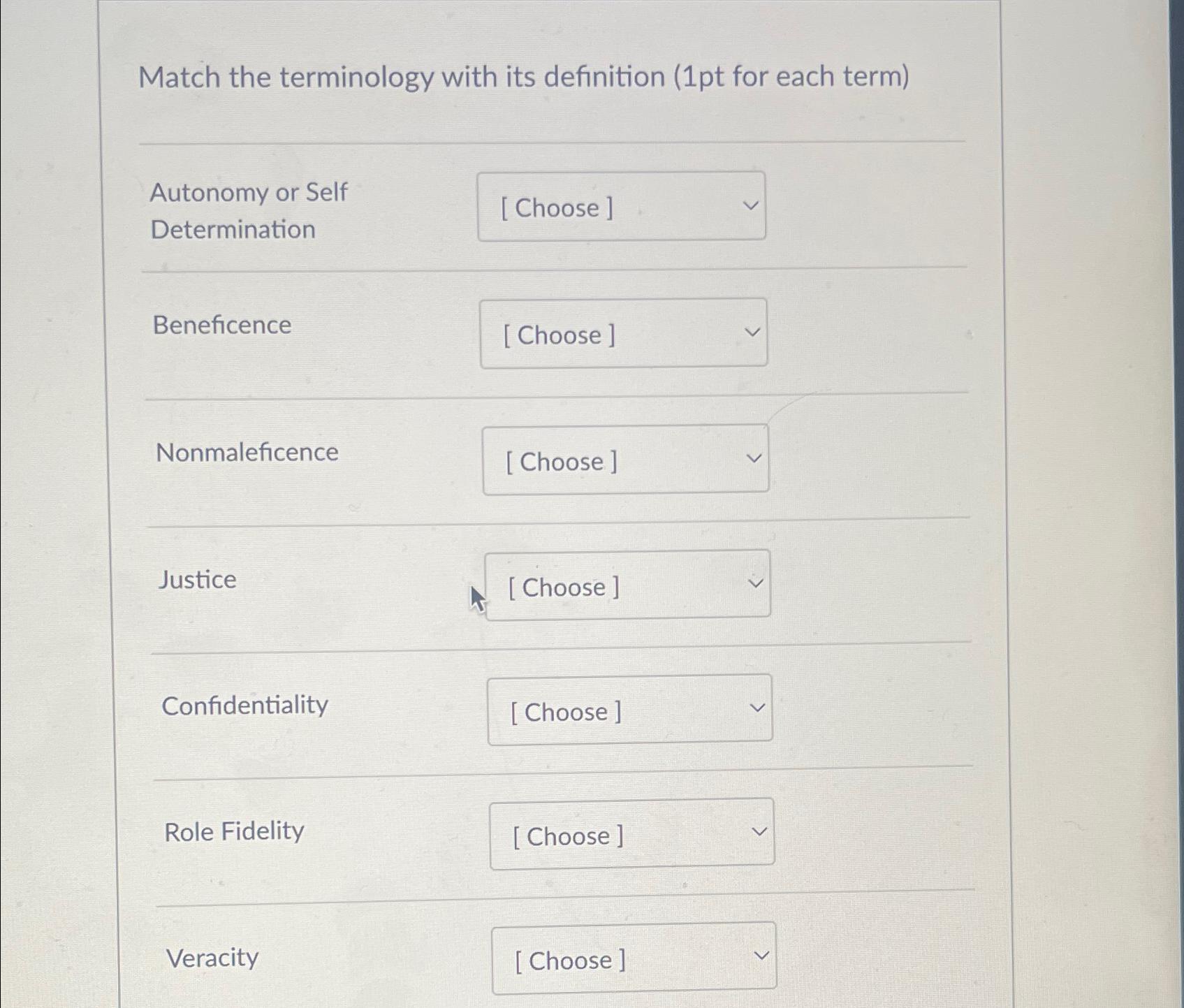 Solved Match the terminology with its definition (1pt for | Chegg.com