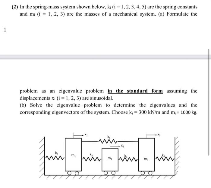 Solved (2) In the spring-mass system shown below, | Chegg.com