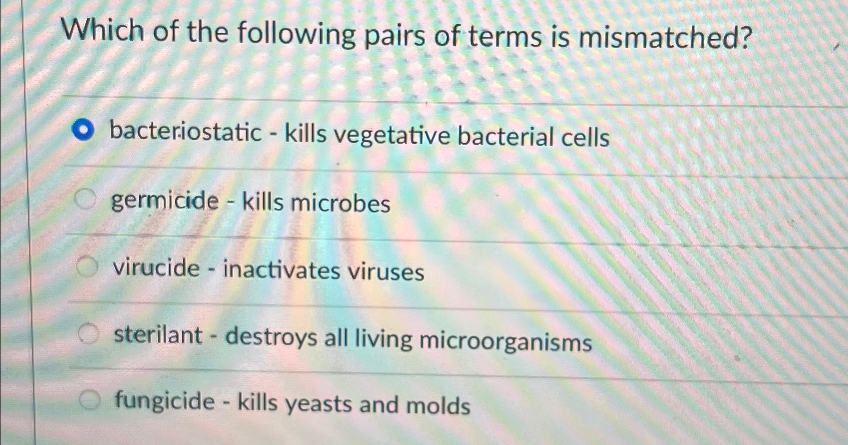 Solved Which of the following pairs of terms is | Chegg.com