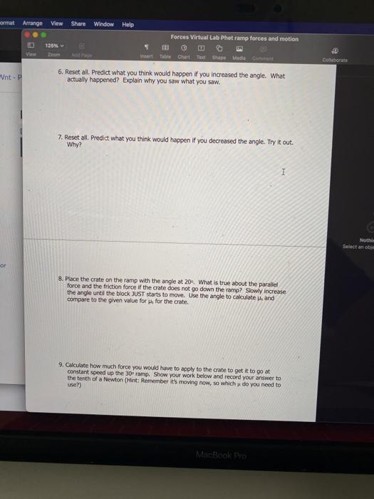 Solved 125% 10 Forces Virtual Lab Phet ramp forces and | Chegg.com