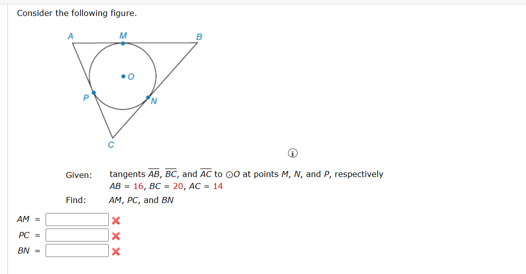 Solved Consider the following figure.Given: tangents | Chegg.com
