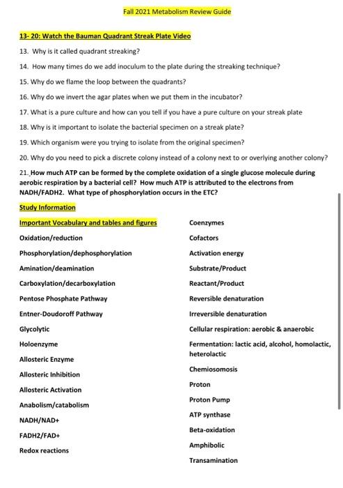 Solved 13- 20: Watch the Bauman Quadrant Streak Plate Video | Chegg.com