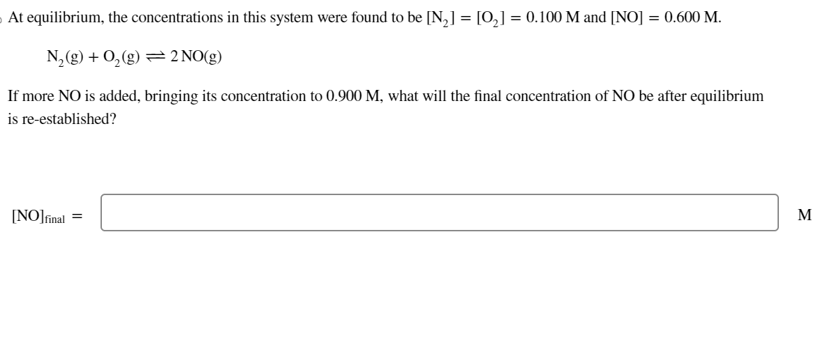 Solved At equilibrium, the concentrations in this system | Chegg.com