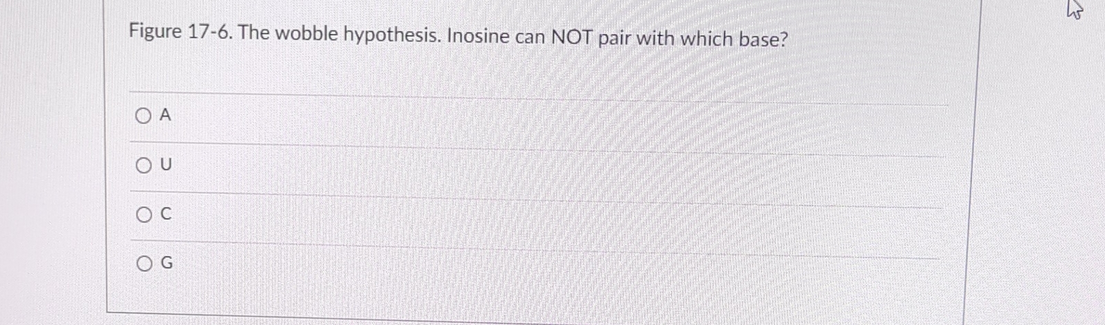 Solved Figure 17-6. ﻿The wobble hypothesis. Inosine can NOT | Chegg.com