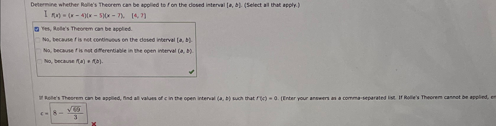 Solved Determine whether Rolle's Theorem can be applled to f | Chegg.com
