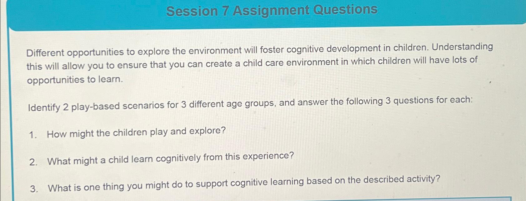 Solved Session 7 ﻿Assignment QuestionsDifferent | Chegg.com