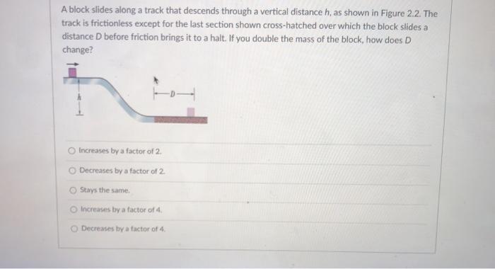 Solved A block slides along a track that descends through a | Chegg.com