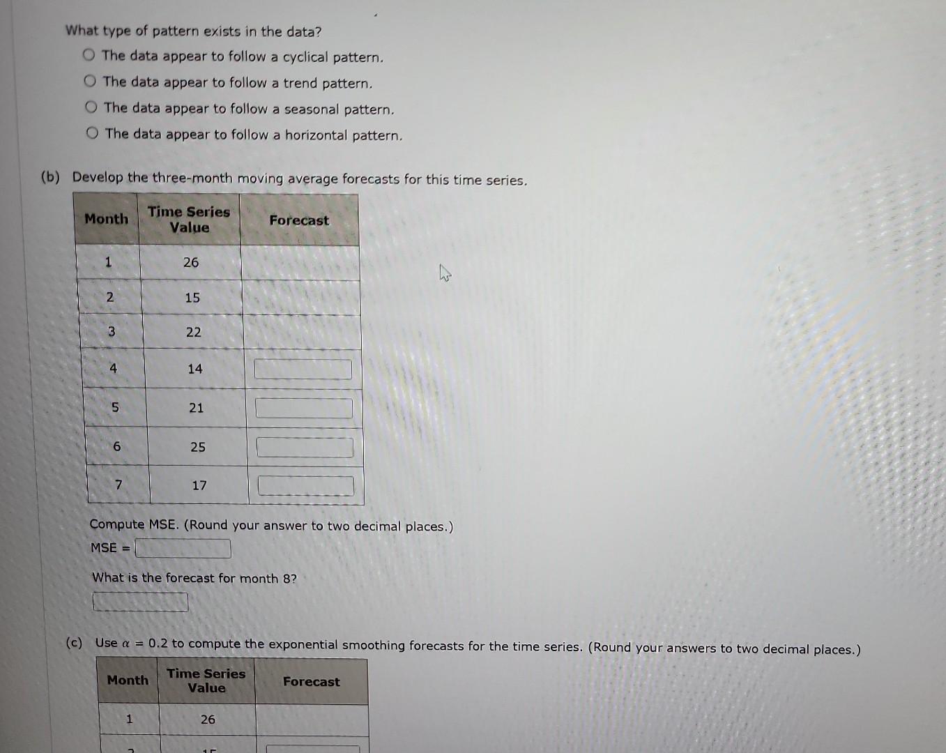 Solved Consider the following time series data. (a) | Chegg.com