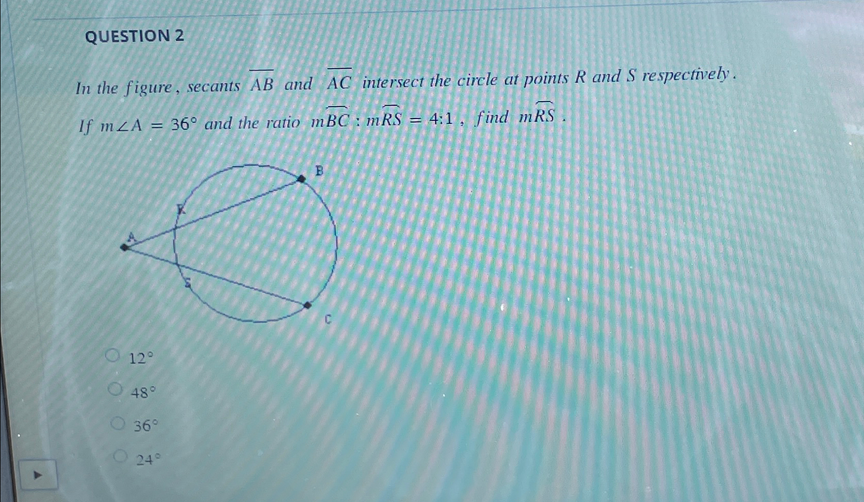 Solved QUESTION 2In the figure, secants ?bar (AB) ﻿and | Chegg.com