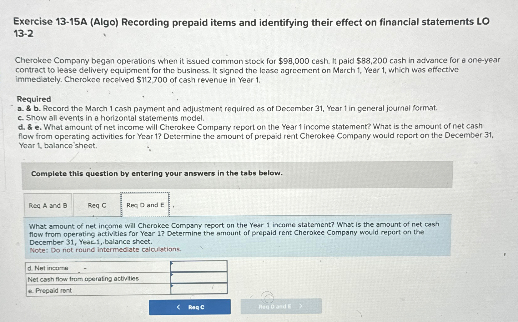 Solved Exercise 13-15A (Algo) ﻿Recording prepaid items and | Chegg.com