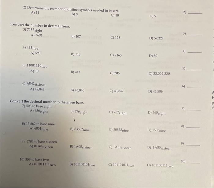 Solved 2) Determine the number of distinct symbols needed in | Chegg.com