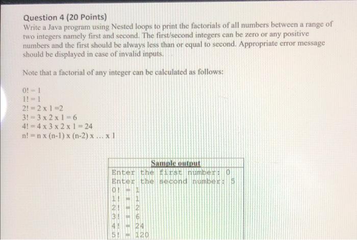 Solved ion 4 20 Points Write A Java Program Using Chegg