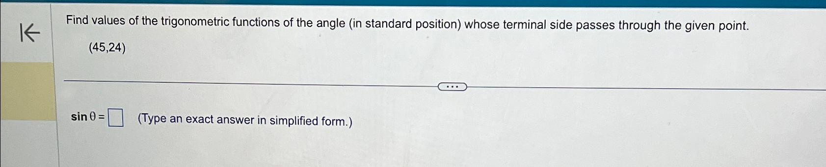 Solved Find values of the trigonometric functions of the | Chegg.com