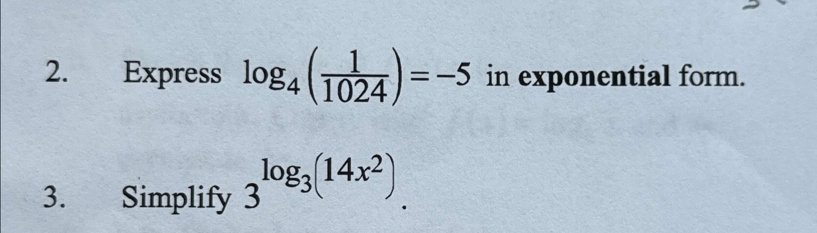 Solved Express log4(11024)=-5 ﻿in exponential form.Simplify | Chegg.com