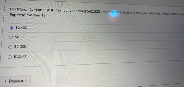 Solved On March 1, Year 1, ABC Company received $40,000 cash | Chegg.com