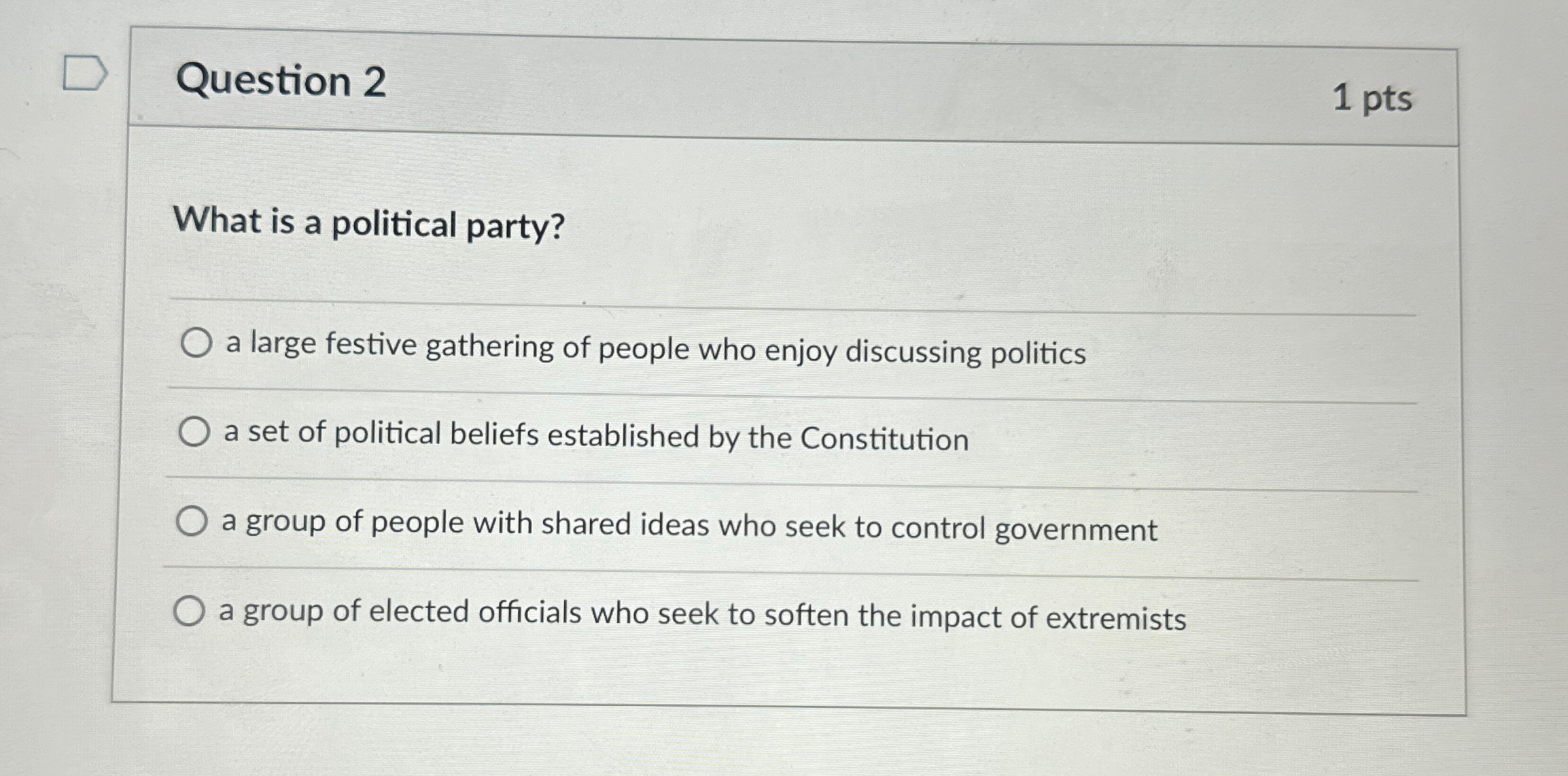 Solved Question 21 ﻿ptsWhat is a political party?a large | Chegg.com