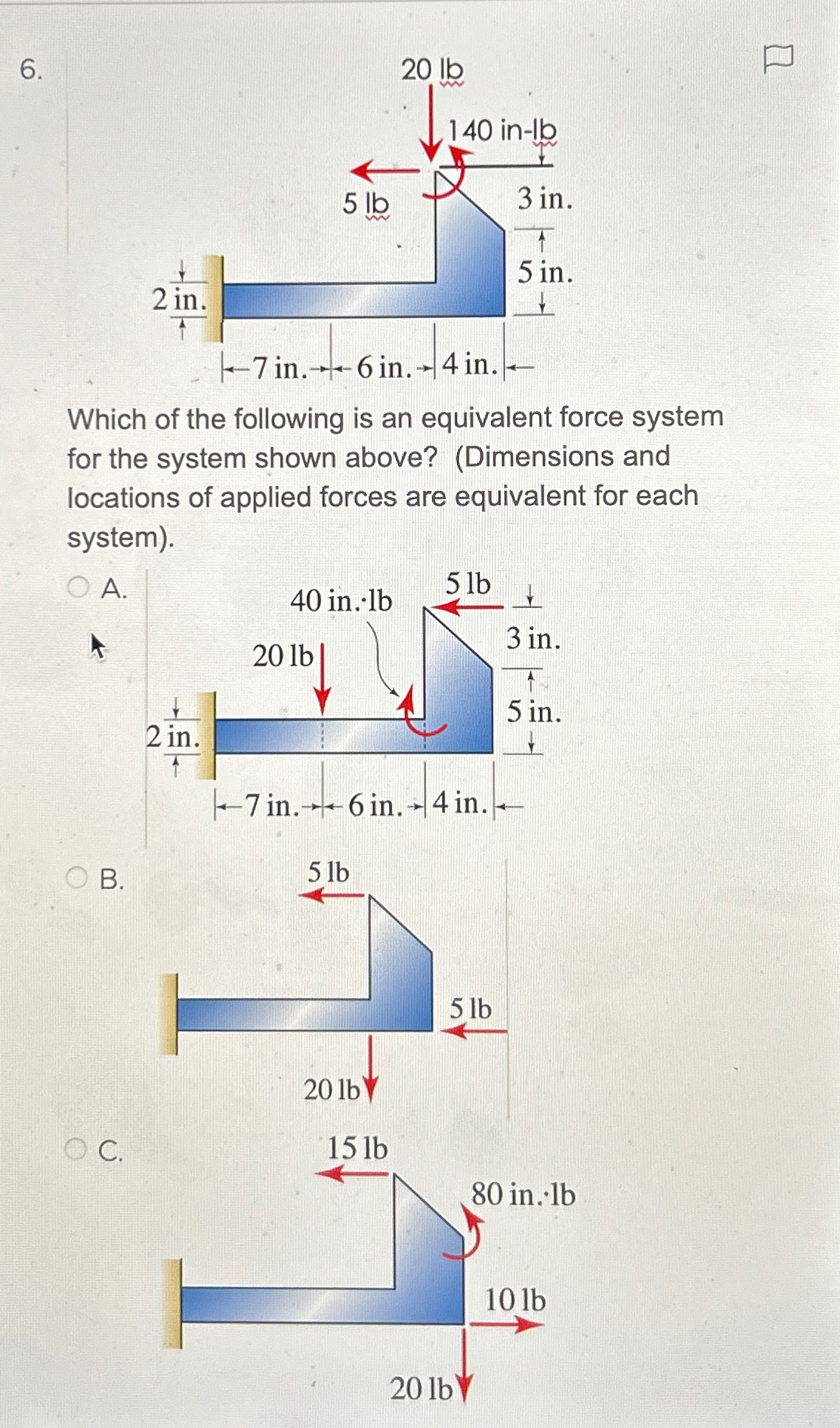 Which of the following is an equivalent force system | Chegg.com